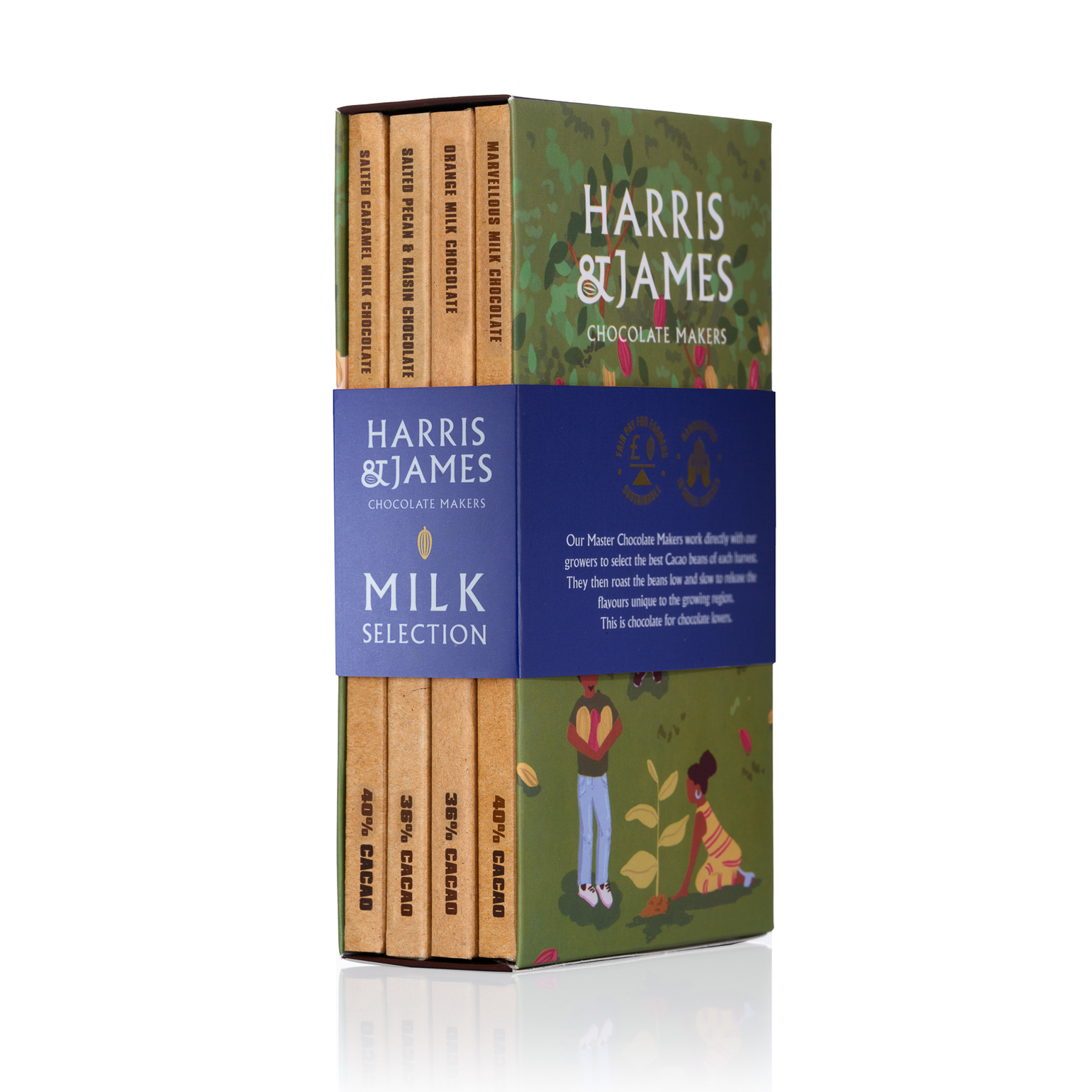 Milk Chocolate Bar Library, 4 Flavours, 86g each – Harris & James